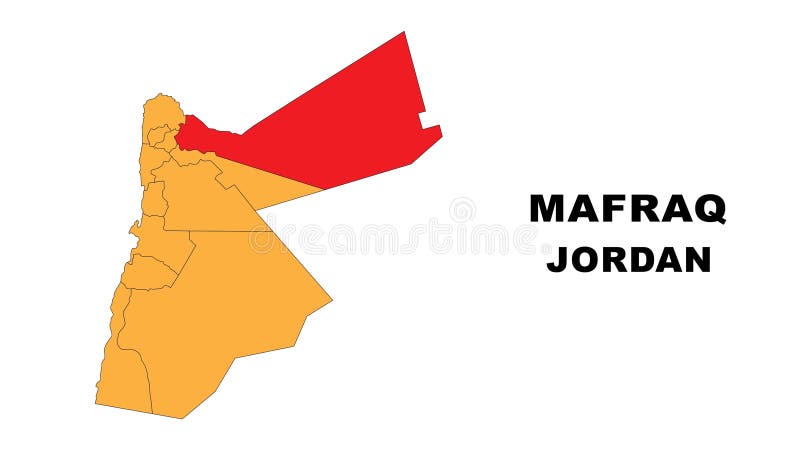 Mafraq Map in Jordan. Vector Map of Jordan Stock Vector - Illustration ...