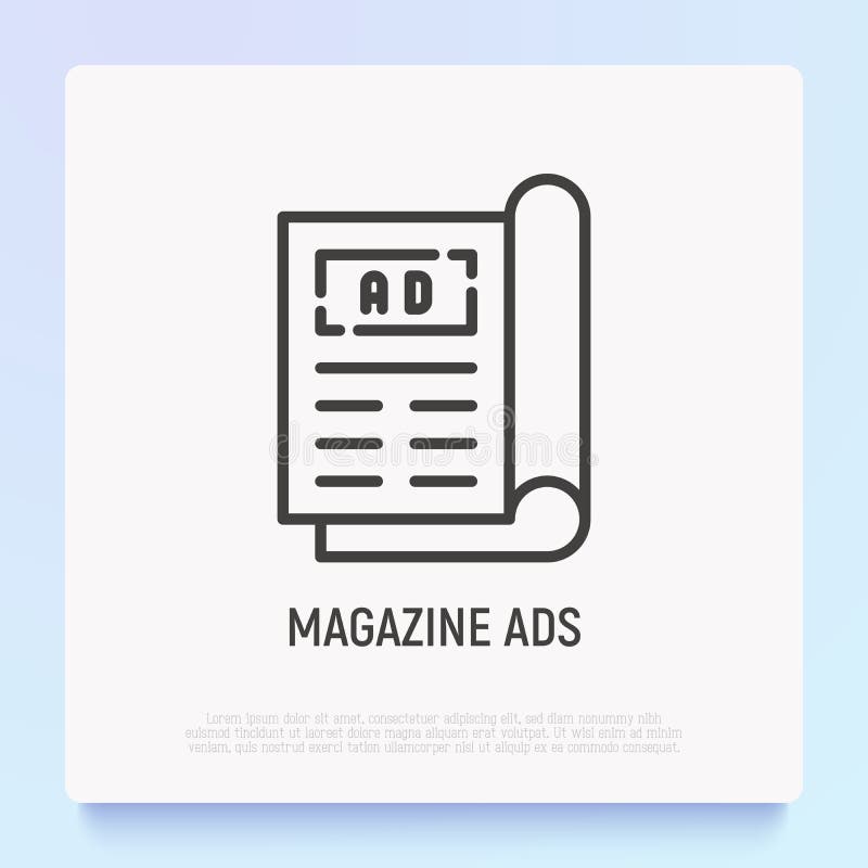 Magazine Ad on Front Page Thin Line Icon Stock Vector - Illustration of ...