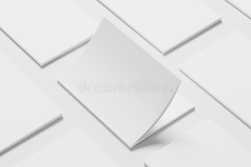 A4 A5 Magazine Brochure 3D Rendering White Blank Mockup Stock ...