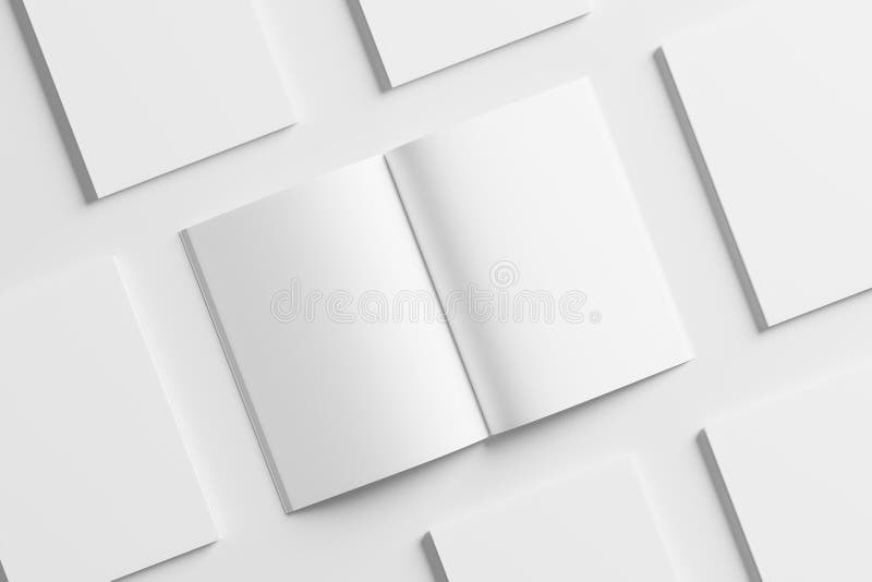 A4 A5 Magazine Brochure 3D Rendering White Blank Mockup Stock ...