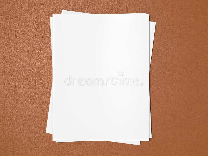 Magazine Cover with Blank White Page Mockup on Leather Substrate Stock ...