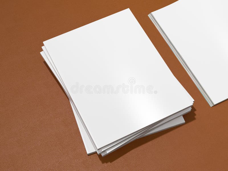 Magazine Cover with Blank White Page Mockup on Leather Substrate Stock ...