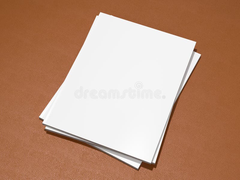 Magazine Cover with Blank White Page Mockup on Leather Substrate Stock ...