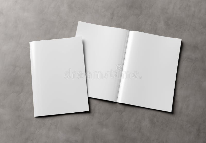 Magazine Cover and Open Magazine Mockup on Grey. Empty Brochure ...