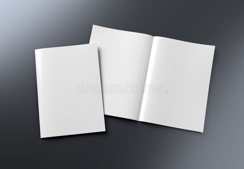 Magazine Cover and Open Magazine Mockup on Grey. Empty Brochure ...