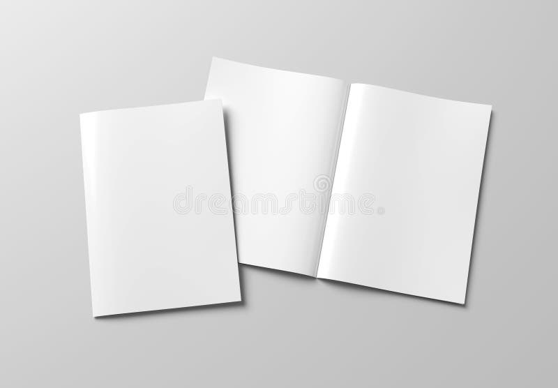 Magazine Cover and Open Magazine Mockup on White Background. Empty ...