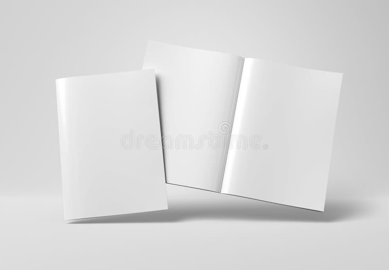 Magazine Cover and Open Magazine Mockup on White Background. Empty ...