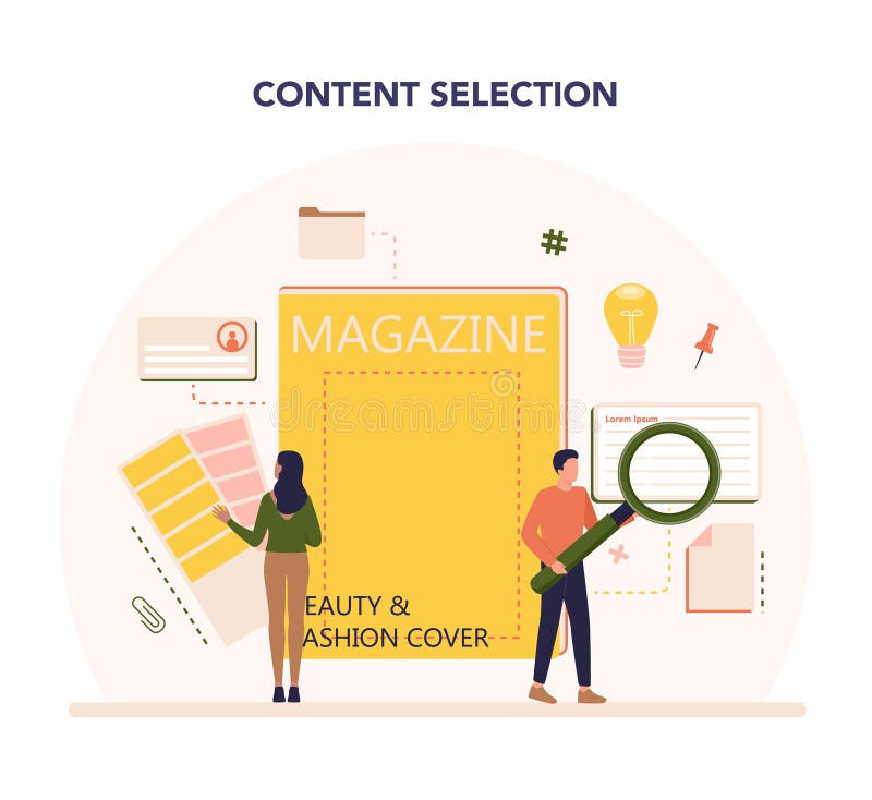 Magazine Editor Concept. Journalist and Designer Working on Magazine ...