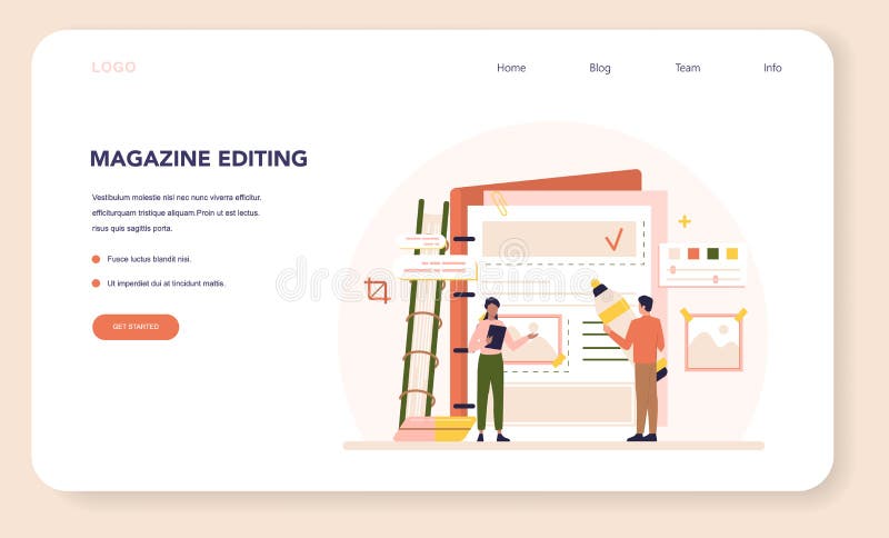 Magazine Editor Concept Web Banner or Landing Page. Journalist Stock ...