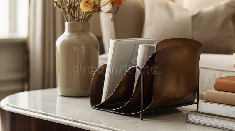 Magazine Holder on a Living Room Table Stock Image - Image of elegance ...
