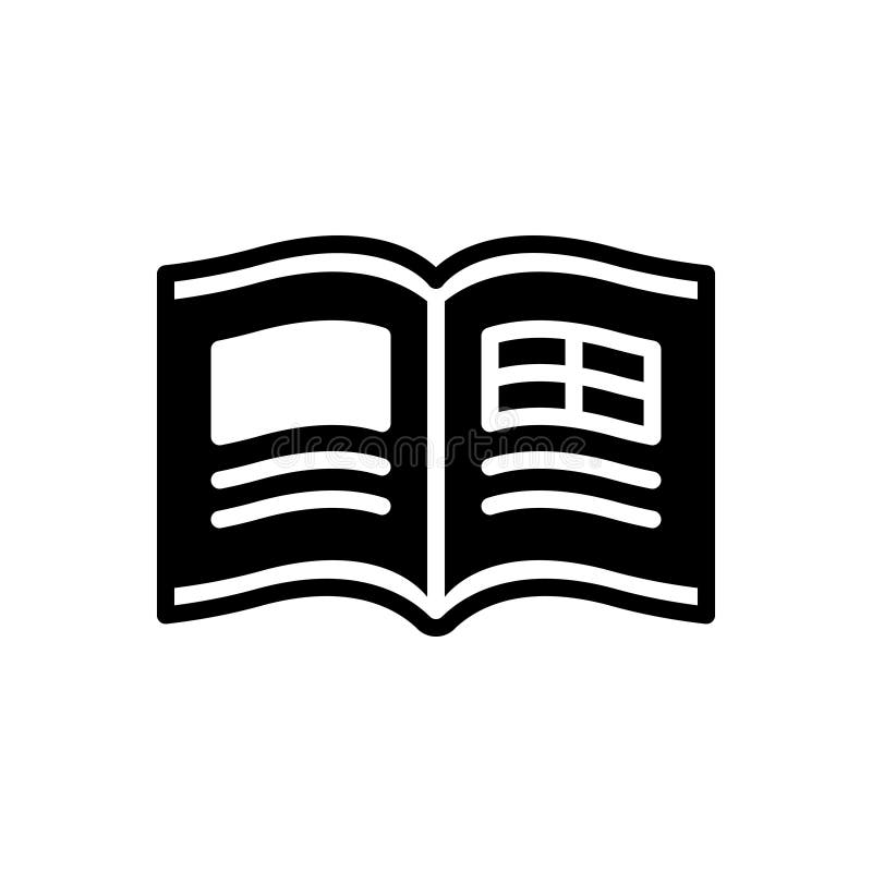 Black Solid Icon for Magazine, Booklet and Reading Stock Vector ...