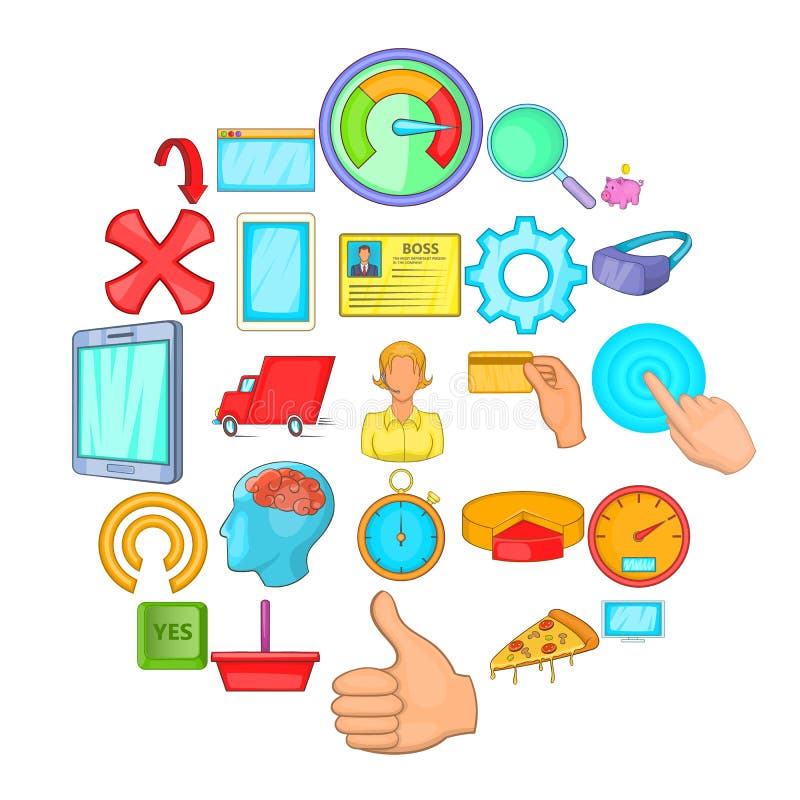 Magazine Icons Set, Cartoon Style Stock Vector - Illustration of ...