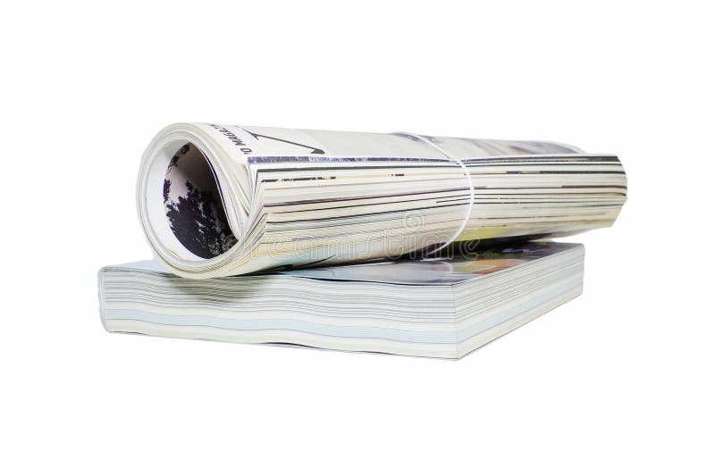 Newspaper Roll on White Background Stock Photo - Image of entertainment ...