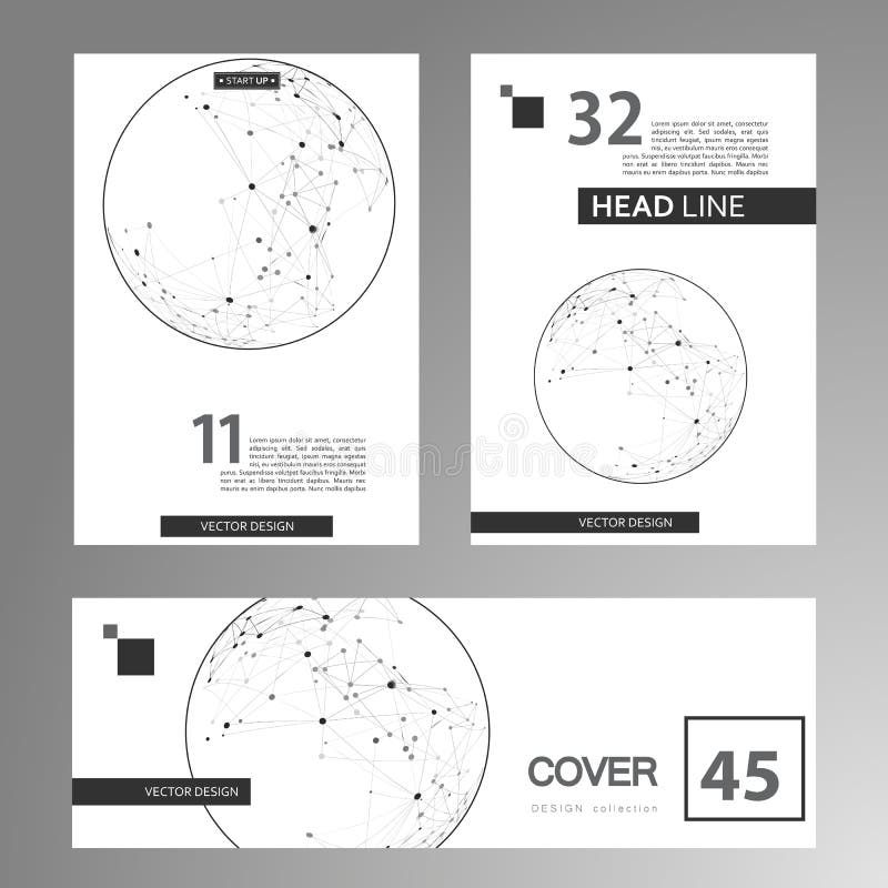 Magazine Science. Vector Poster Polygon Page. Network, Modern Mesh Tech ...