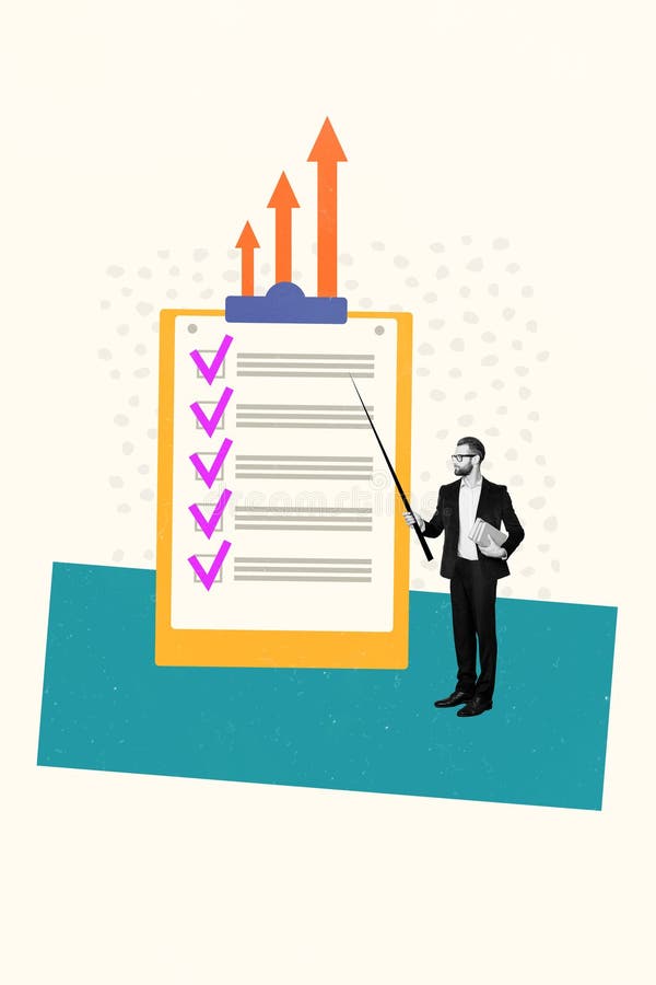 Magazine Template Collage of Office Worker Guy Pointing on Document ...