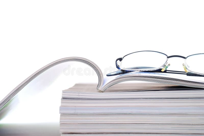 Open journals with glasses stock image. Image of office - 14752901