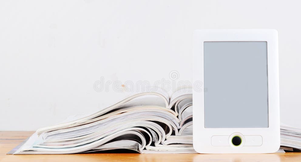 Magazines and ereader stock photo. Image of pile, technology - 41971126