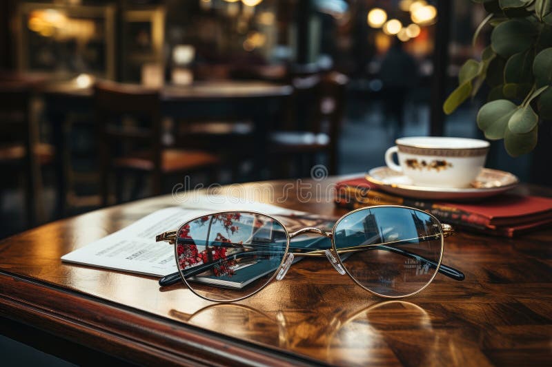 Magazines on Table with Eyeglasses Stock Illustration - Illustration of ...