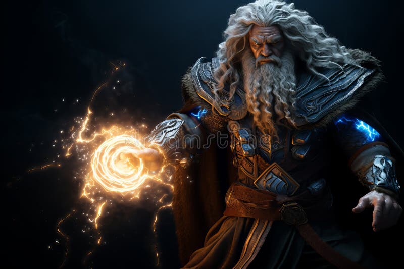 Mage Druid with Fire. Generate Ai Stock Illustration - Illustration of ...