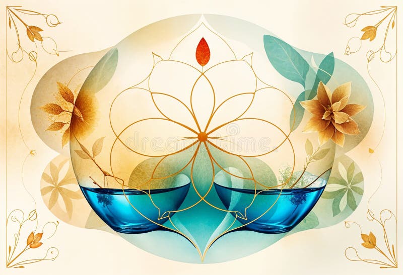 Holistic Balance Geometric Homeopathy Symbol Floral and Leaf Designs ...