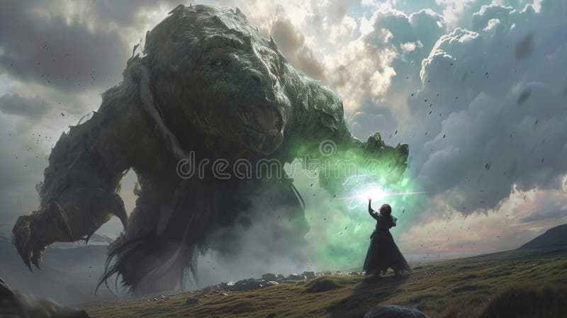 Mage Woman Summoning a Giant Creature . Generative Ai Stock ...