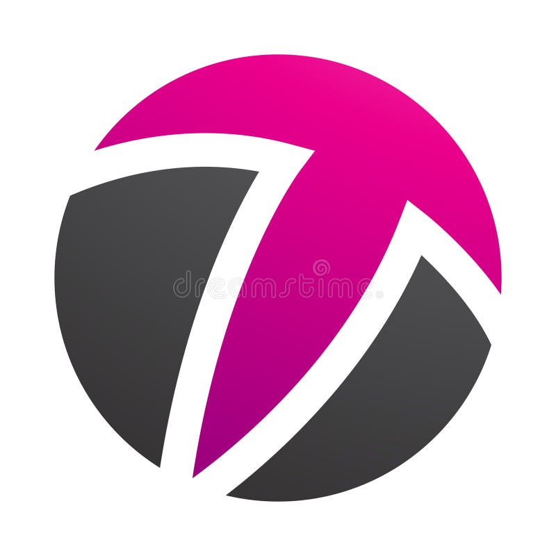 Magenta and Black Circle Shaped Letter T Icon Stock Vector ...