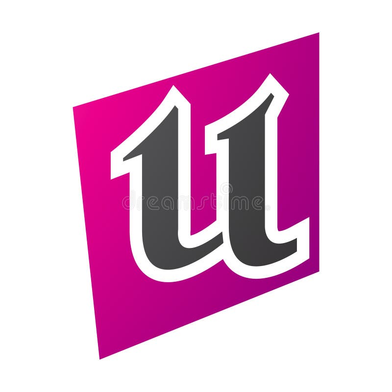 Magenta and Black Distorted Square Shaped Letter U Icon Stock Vector ...
