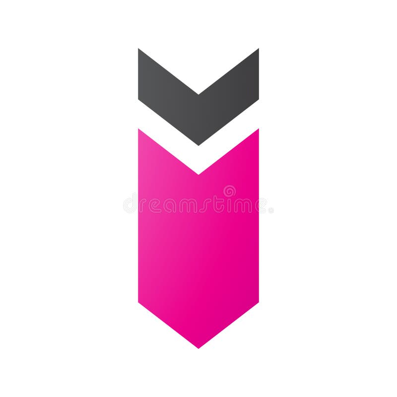 Magenta and Black Down Facing Arrow Shaped Letter I Icon Stock Vector ...