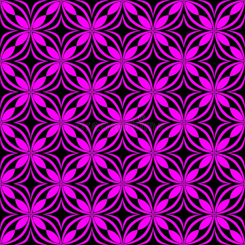 Magenta on Black Geometric Tile Oval and Circle Seamless Repeat Pattern ...