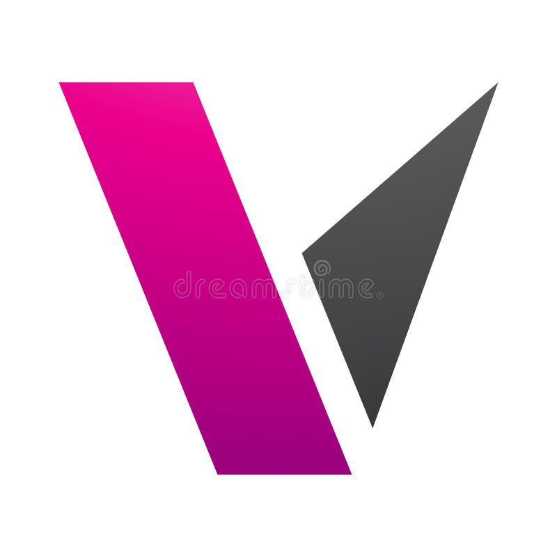 Magenta and Black Geometrical Shaped Letter V Icon Stock Vector ...