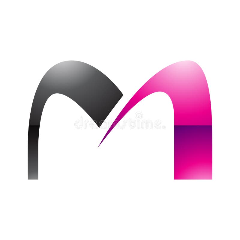 Magenta and Black Glossy Arch Shaped Letter M Icon Stock Vector ...
