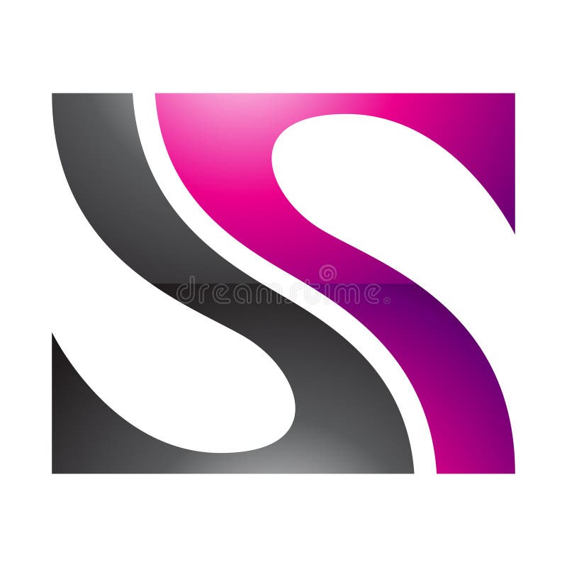 Magenta and Black Glossy Fish Fin Shaped Letter S Icon Stock Vector ...