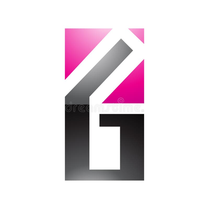 Magenta and Black Glossy Rectangular Letter G or Number 6 Icon Stock ...