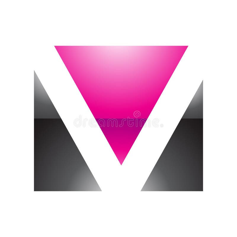 Magenta and Black Glossy Rectangular Shaped Letter V Icon Stock Vector ...