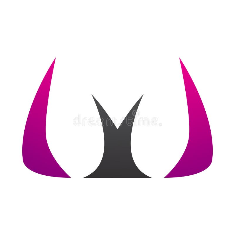 Magenta and Black Horn Shaped Letter W Icon Stock Vector - Illustration ...