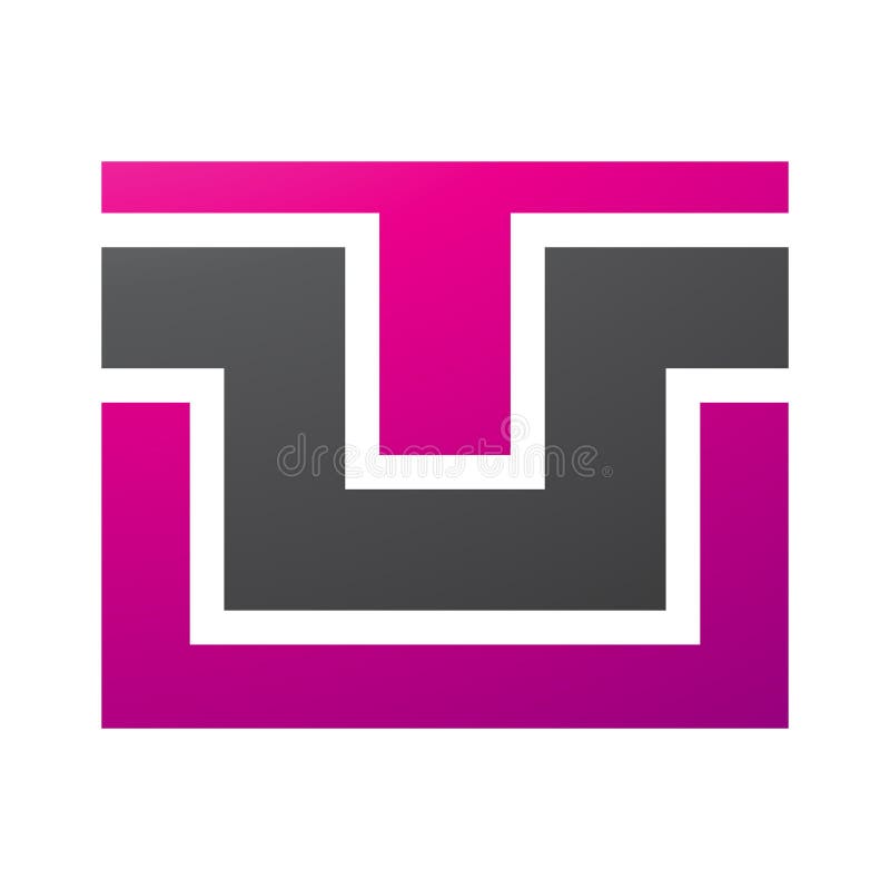 Magenta and Black Rectangle Shaped Letter U Icon Stock Vector ...