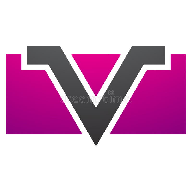 Magenta and Black Rectangle Shaped Letter V Icon Stock Vector ...