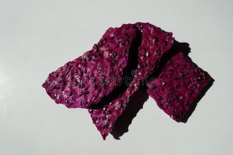 Magenta-colored Crispy Dried Dragon Fruit Chips (three Items Stock ...
