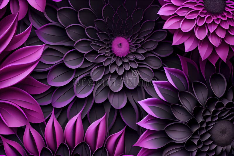 Magenta Flowers Pattern, Generative Ai Stock Illustration ...