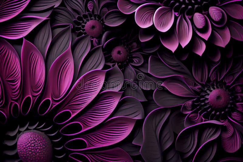 Magenta Flowers Pattern, Generative Ai Stock Illustration ...