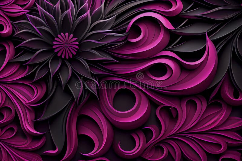 Magenta Flowers Pattern, Generative Ai Stock Illustration ...
