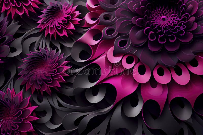 Magenta Flowers Pattern, Generative Ai Stock Illustration ...