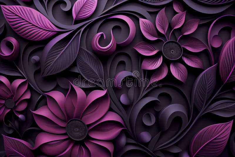Magenta Flowers Pattern, Generative Ai Stock Illustration ...