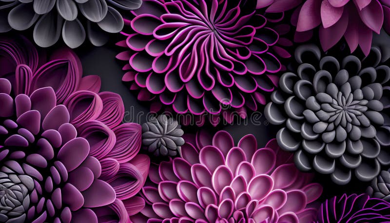 Magenta Flowers Pattern, Generative Ai Stock Illustration ...