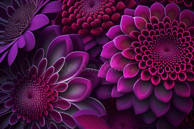 Magenta Flowers Pattern, Generative Ai Stock Illustration ...