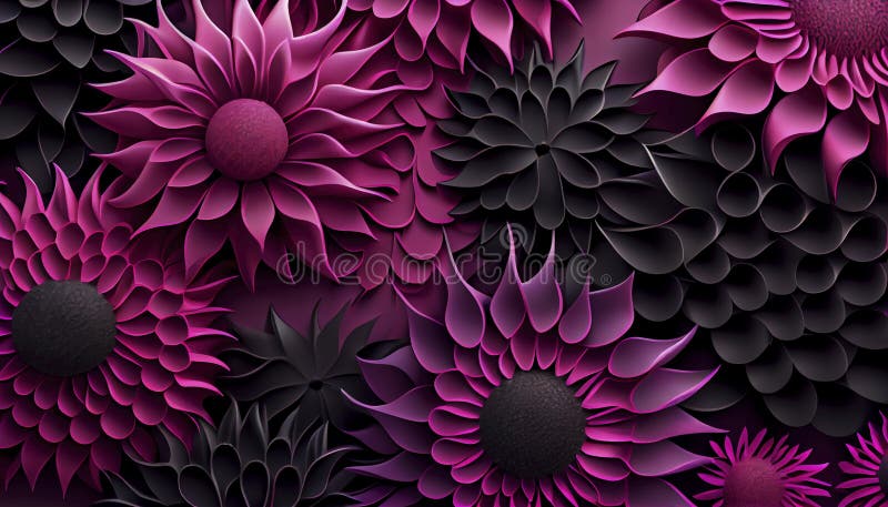 Magenta Flowers Pattern, Generative Ai Stock Image - Image of grey ...