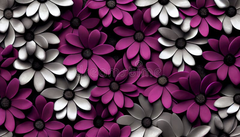 Magenta Flowers Pattern, Generative Ai Stock Illustration ...