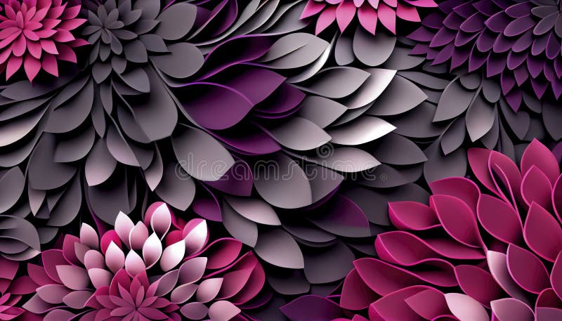 Magenta Flowers Pattern, Generative Ai Stock Illustration ...