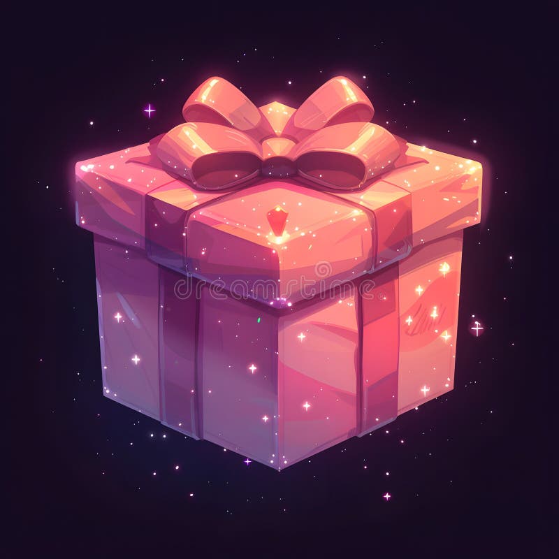 A Rectangular Magenta Gift Box with a Bow and Ribbon on a Dark ...