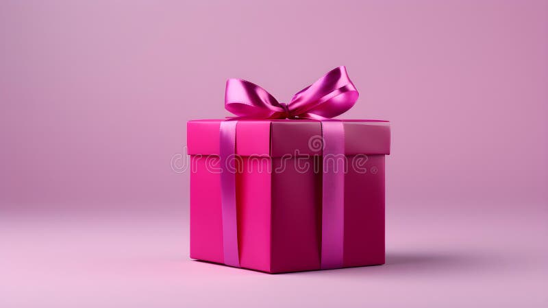 Magenta Gift Box in Front of a Light Background with Copy Space ...